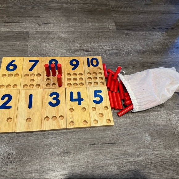 montessori and me | Toys | Wooden Number Counting Board With 55 Pegs ...